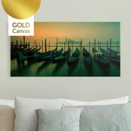 Bilderwelten Leinwandbild Gondeln vor Venedig bei Sonnenuntergang