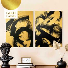 Bilderwelten Leinwandbild originell Abstrakt Kunstdruck schwarz weiss - Onyx in Bewegung Duo - Wandbild XXL Wohnzimmer Schlafzimmer