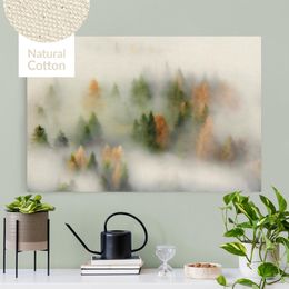 Bilderwelten Leinwandbild - Querformat Nebelwald im Herbst
