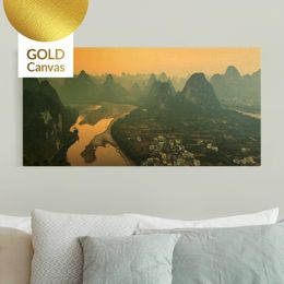 Bilderwelten Leinwandbild Stadt am Fluss