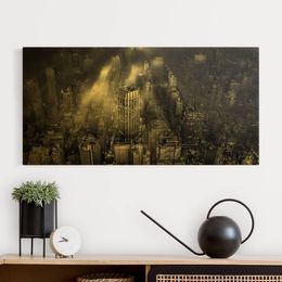 Bilderwelten Leinwandbild - Querformat Sonnenlicht &uuml;ber New York City