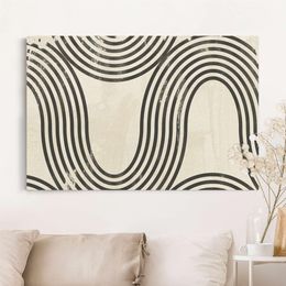 Bilderwelten Leinwandbild Geometrische Wellen Schwarz Wei&szlig; II