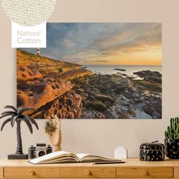 Leinwandbild Leuchtturm Tarbat Ness Leuchtturm und Sonnenuntergang am Meer
