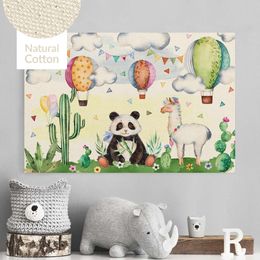 Bilderwelten Leinwandbild - Querformat Panda und Lama Aquarell