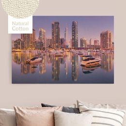 Bilderwelten Leinwandbild - Querformat Dubai Skyline und Marina
