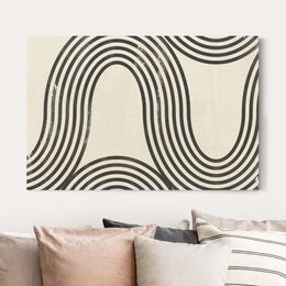 Leinwandbild Geometrische Wellen Schwarz Wei&szlig; I