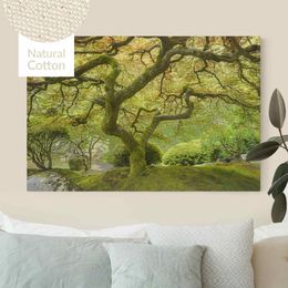 Bilderwelten Leinwandbild - Querformat Gr&uuml;ner Japanischer Garten