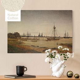 Bilderwelten Leinwandbild - Querformat Caspar David Friedrich - Hafen bei Mondschein