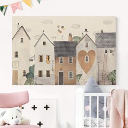 Bilderwelten Leinwandbild Aquarell Reihenh&auml;user