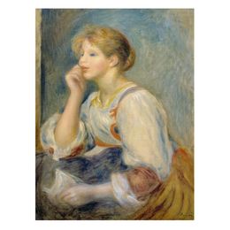 Bilderwelten Leinwandbild originell modern Kunstdruck beige - Auguste Renoir - Junges M&auml;dchen mit Brief - Wandbild XXL Wohnzimmer Schlafzimmer