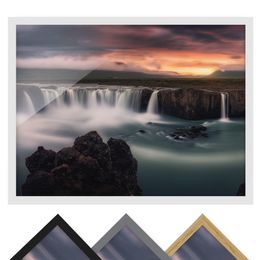 Bilderwelten Bild mit Rahmen - Querformat Go&eth;afoss Wasserfall in Island
