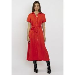 Freshlions Hemdkleid 'Long Button up' Damen Gr&ouml;&szlig;e 40 rot Winterkleid