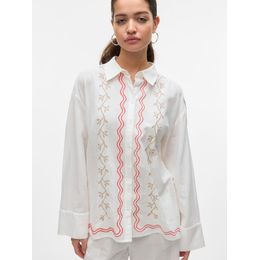 Véro Moda VERO MODA Bluse 'VMDICTHE' Damen Größe XS dunkelbeige / rot / weiß
