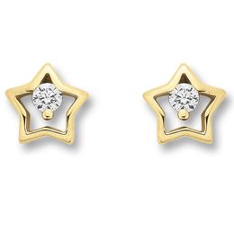 ONE ELEMENT Damen Paar Ohrh&auml;nger "Zirkonia Stern Ohrringe Ohrstecker aus 333 Gelbgold", Kinder, Gelbgold 333 Gold, gold, Gelbgold 333, Gold,