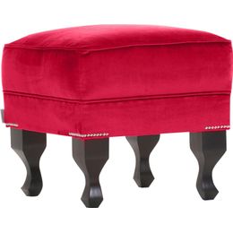 Hocker GUTMANN FACTORY, B:55cm H:46cm T:55cm, rot, 100% Polyester, Wohnzimmer, Hocker, "New Barock"
