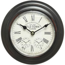 Wanduhr AMBIENTE HAUS, B:20cm H:20cm T:4cm, schwarz, Wohnzimmer, Wanduhren, "Wanduhr aus Metall 20cm"