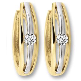 ONE ELEMENT Damen Paar Creolen "Zirkonia Ohrringe Creolen aus 333 Gelbgold", Damen,mit Zirkonia, Gelbgold 333 Gold, gold, Gelbgold 333, Gold,