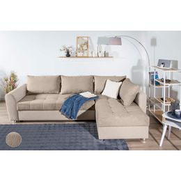 Ecksofa Collection AB, B:250cm H:42cm T:161cm, grau, 100%Polyester, Wohnzimmer, Sofas, "JANA XL-Sofa L-Form", inkl. Bettfunktion, Bettkasten und