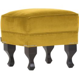 Hocker GUTMANN FACTORY, B:55cm H:46cm T:55cm, gelb, 100% Polyester, Wohnzimmer, Hocker, "New Barock"