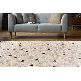 Lederteppich Kayoom, B:120cm H:8mm L:170cm, bunt, Rindsleder, Teppiche, "Ravi 400 - Fellteppich", metallische Effekte, Patchwork Dessin, Rindsfell