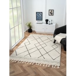 Hochflor-Teppich, B:160cm H:24mm L:230cm, grau, MyFlair MÖBEL & ACCESSOIRES, Polyester, Polypropylen (PP), Teppiche, "Moroccan Design, LAGERRÄUMUNG",