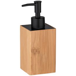 Seifenspender Wenko, schwarz, Bambus, Kunststoff, Metall, Dosierspender, "Padua", Bambus, 210 ml
