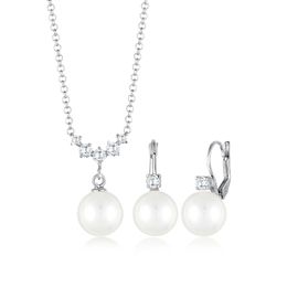 Elli Damen Schmuckset "Set mit Perlen Zirkonia Wei&szlig; 925 Sterling Silber", onesize, silber, Silber 925 (Sterlingsilber), Schmuck_Sets