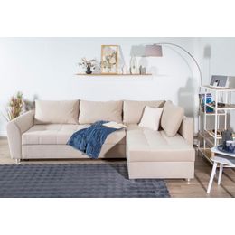 Ecksofa Collection AB, B:250cm H:42cm T:161cm, beige, 100%Polyester, Wohnzimmer, Sofas, "JANA XL-Sofa L-Form", inkl. Bettfunktion, Bettkasten und