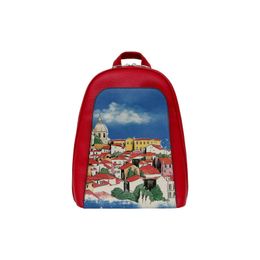 DOGO Tagesrucksack "Tidy Bag Rucksack On The Roofs Damen Backpack", rot, Lederimitat, Rucksäcke
