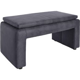 Polsterhocker, B:100cm H:51cm T:52cm, grau, exxpo - SOFA FASHION, Strukturstoff (88%Polyester, 12% Nylon);Luxus-Microfaser (Zusammensetzung: 10%
