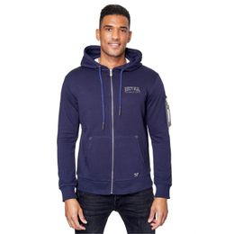 Rusty Neal Herren Sweatjacke, blau, Gr. S, meliert, 70% Baumwolle, 30% Polyester, Sweatjacken, mit stylischer Ärmeltasche