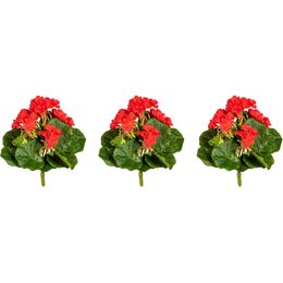 Kunstblume Creativ green, H:24cm, rot, Obermaterial: 85% Polyester, 15% Polyethylen, Kunstpflanzen, "Minigeranie"