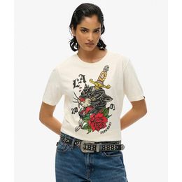 Superdry Damen L&auml;ssiges Neo Trad T-shirt mit Tattoo-print Wei&szlig; - Gr&ouml;&szlig;e: 36 21024215022597BG030