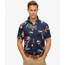 Superdry Herren Marineblau, Gr&uuml;n und Braun Kurz&auml;rmeliges Hawaiihemd Bedruckt, Gr&ouml;&szlig;e: Xxl - Gr&ouml;&szlig;e: Xxl 10410090001878UL005