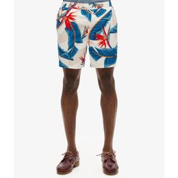 Superdry Herren Wei&szlig;, Rot und Blau 17" Badeshorts aus Recyceltem Material mit Hawaii-Print Bedruckt, Gr&ouml;&szlig;e: L 10620165001802BQ003