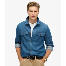 Superdry Herren The Merchant Store - Hemdjacke in Indigoblau Blau - Gr&ouml;&szlig;e: L 1041009500587XUW003