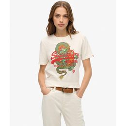 Superdry Damen L&auml;ssiges Vintage Logo Tokyo T-shirt Creme - Gr&ouml;&szlig;e: 36 21024215022711FI030