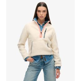 Superdry Damen Creme Outdoor Fleecejacke mit Halbem Rei&szlig;verschluss, Gr&ouml;&szlig;e: 38 210262350069039E017