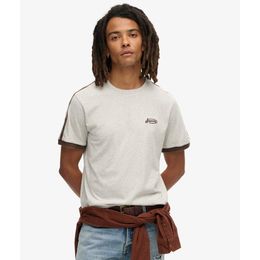 Superdry Herren Essential Retro T-shirt mit Streifen und Logo Hellgrau - Gr&ouml;&szlig;e: M 1040405000706FLZ002