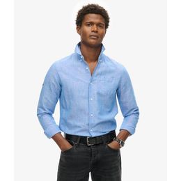 Superdry Herren Studios Linen Button-down-hemd aus Bio-baumwolle Blau - Gr&ouml;&szlig;e: XL 10410095005395YG004