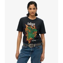 Superdry Damen L&auml;ssiges Neo Trad T-shirt mit Tattoo-print Schwarz - Gr&ouml;&szlig;e: 36 2102421502259E8T030