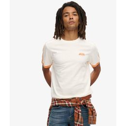 Superdry Herren Essential Retro T-shirt mit Streifen und Logo Wei&szlig; - Gr&ouml;&szlig;e: M 104040500070601C002
