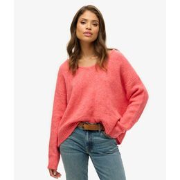 Superdry Damen Pullover mit V-ausschnitt in &Uuml;bergr&ouml;&szlig;e Pink - Gr&ouml;&szlig;e: 38 2103227500616B6K017