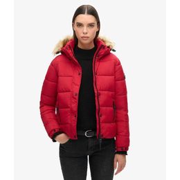 Superdry Damen Kurz Geschnittene Mid Layer Kapuzenjacke Rot - Gr&ouml;&szlig;e: 40 208221850049817I019