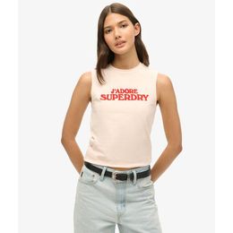 Superdry Damen Eng Anliegendes Sport Luxe Tanktop mit Grafik Pink - Gr&ouml;&szlig;e: 36 21030260005521OU030