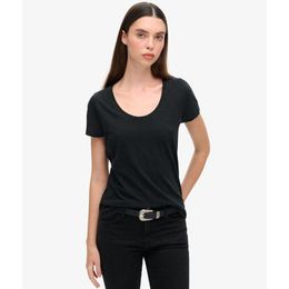 Superdry Damen Studios T-shirt mit Tiefem Ausschnitt Schwarz - Gr&ouml;&szlig;e: 38 210242200013102A017