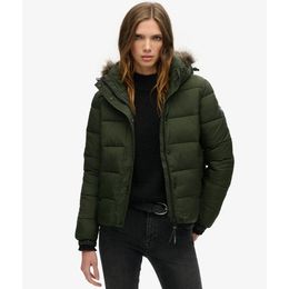 Superdry Damen Kurz Geschnittene Mid Layer Kapuzenjacke Gr&uuml;n - Gr&ouml;&szlig;e: 38 2082218500498LO3017