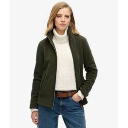 Superdry Damen Estate Fleecejacke mit Durchgehendem Rei&szlig;verschluss Gr&uuml;n - Gr&ouml;&szlig;e: 40 21026235006891KM019