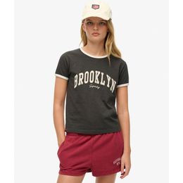 Superdry Damen Tailliertes Athletic Essential Ringer-t-shirt Dunkelgrau - Gr&ouml;&szlig;e: 38 210242150225500Q017