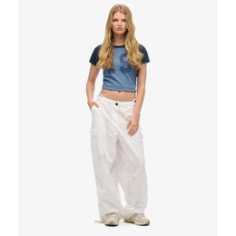 Superdry Damen Weit Geschnittene Parachute Hose Wei&szlig; - Gr&ouml;&szlig;e: S/M 212363150014701C095
